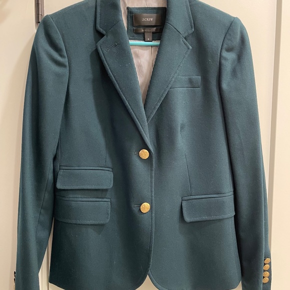 J. Crew | Jackets & Coats | J Crew Schoolboy Hunter Green Blazer Womens ...